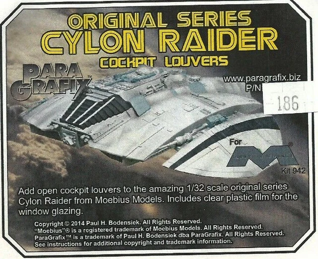 BATTLESTAR GALACTICA 1978 Cylon Raider Cockpit Louvers ParaGrafix pour ...