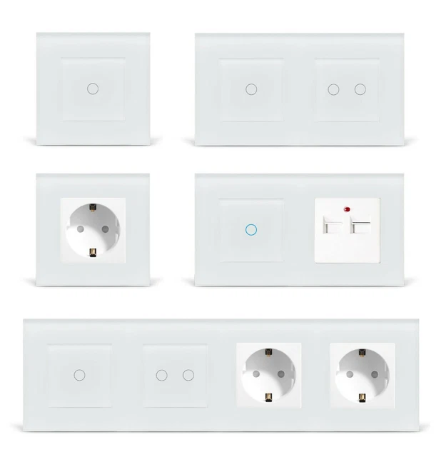 LUXUS-TIME TOUCH LICHTSCHALTER Wechselschalter Dimmer Glasrahmen ...