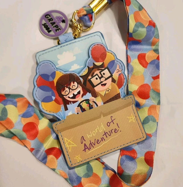 LOUNGEFLY DISNEY PIXAR UP Carl and Elle Balloon Adventure Lanyard ID ...