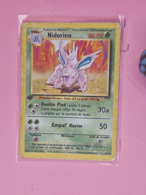 CARTE POKÉMON NIDORINO 37/102 set de base édition 1 unco FR EUR 2,00 - PicClick FR