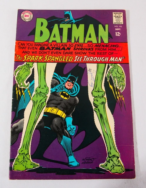 BATMAN #195, 1967, DC Comics, Spark-Spangled See-Through Man, 5.0 VG/FN ...