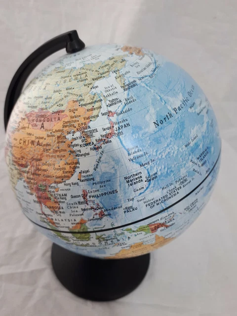 ROTATING EARTH GLOBE World Map Swivel Stand Geography Educational Toy ...