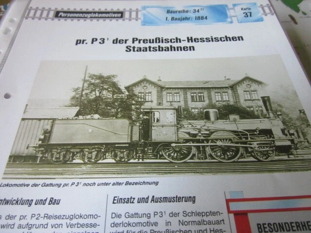 DEUTSCHE DAMPFLOK MIT Risszeichnung P37 pr P3.1 preußisch Hessische ...