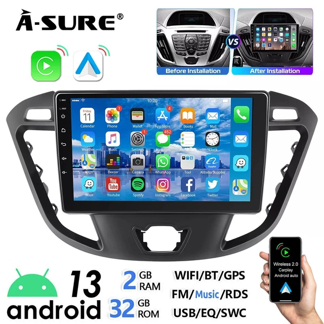 APPLE CARPLAY FOR Ford Transit Custom Android 14 Car Stereo HD 32G ...