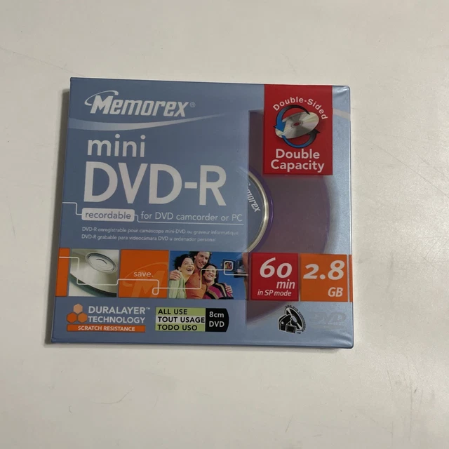 MEMOREX MINI DVD-R 2.8GB 60 Min SP Mode Double Sided for DVD Camcorder ...