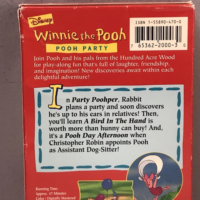 DISNEY S WINNIE THE Pooh Playtime Pooh Party VHS Video Tape VTG Play