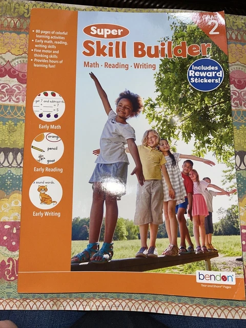 GRADE 2 SKILL Builder Math Reading Writing Workbook with Reward Sticker ...