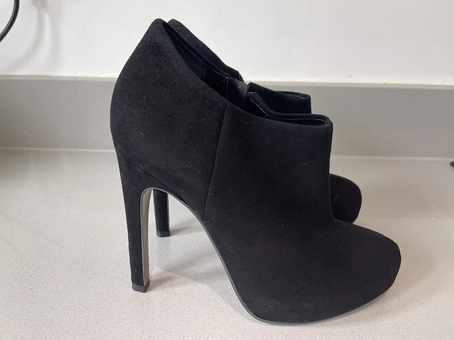 CARVELA BLACK SUEDE Zip Stiletto Platform Shoe Boot Heels UK5 Worn Once ...