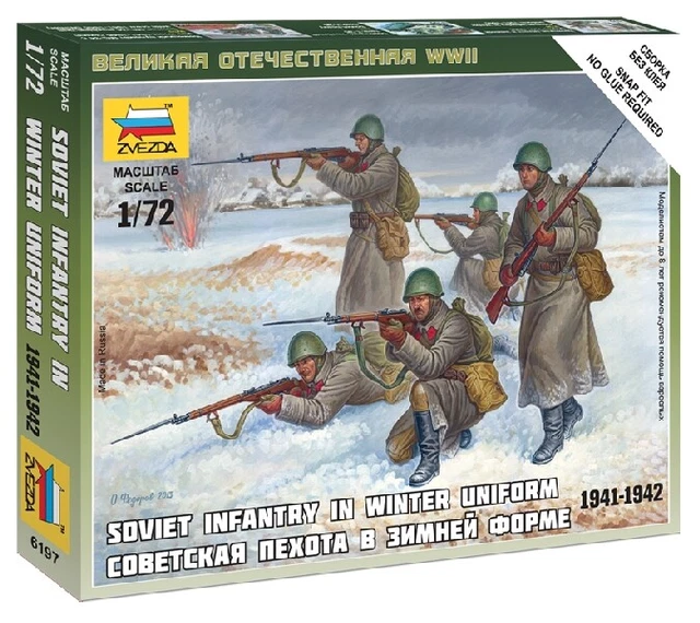 SOVIET INFANTRY WWII Winter Uniform 1:72 Figurine Plastic Model Kit ...