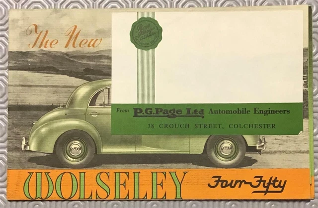 WOLSELEY FOUR FIFTY Car Sales Brochure Sept 1948-49 #35/14 (60003) - 5 ...