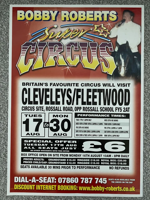 BOBBY ROBERT'S SUPER Circus poster - Cleveleys/Fleetwood £5.00 ...