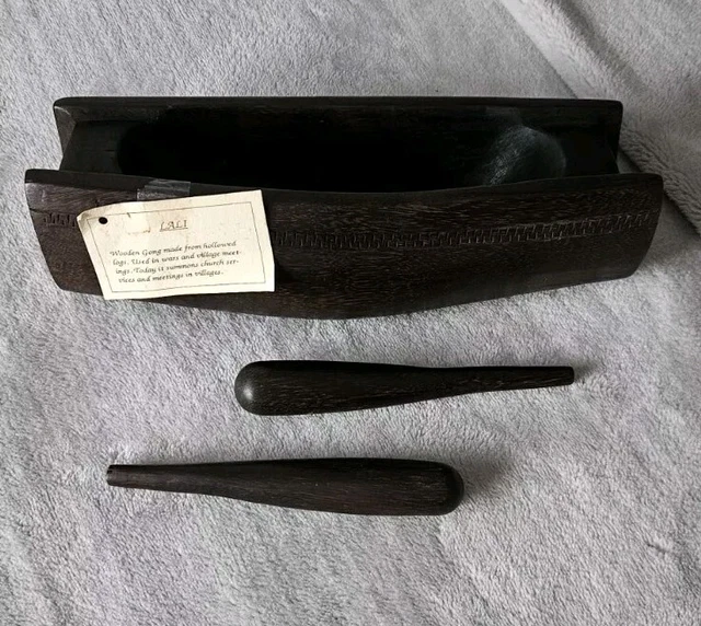 LALI, (LALI NI meke) Wooden Drum, Fijian. 12" x 4.5" Dark Wood - Free ...