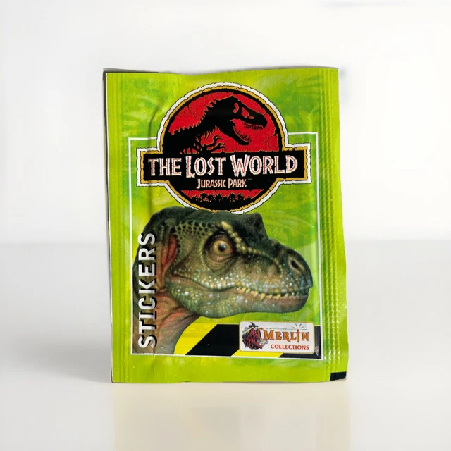 MERLIN THE LOST World Jurassic Park Sticker Pack Collectable Packet ...