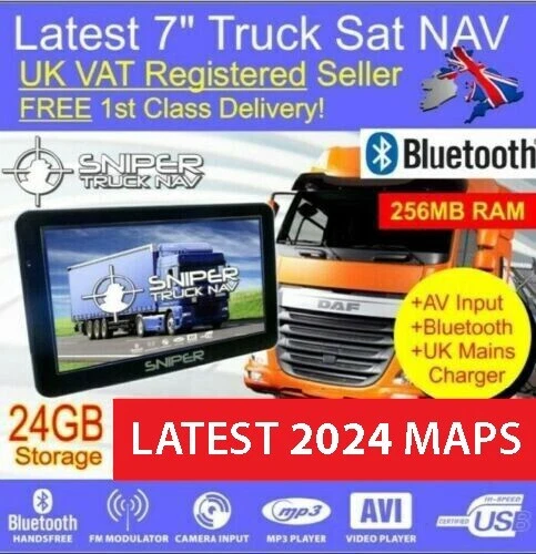SNIPER 7& TRUCK SAT NAV *2024 MAPS* for Lorry, HGV, UK VAT Reg Seller £ ...