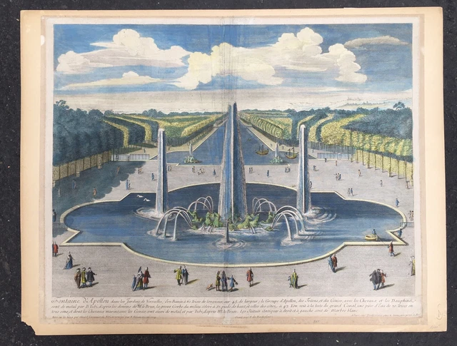 GRAVURE ANCIENNE FONTAINE D’Apollon Jardin Versailles De Rochefort 1714 ...