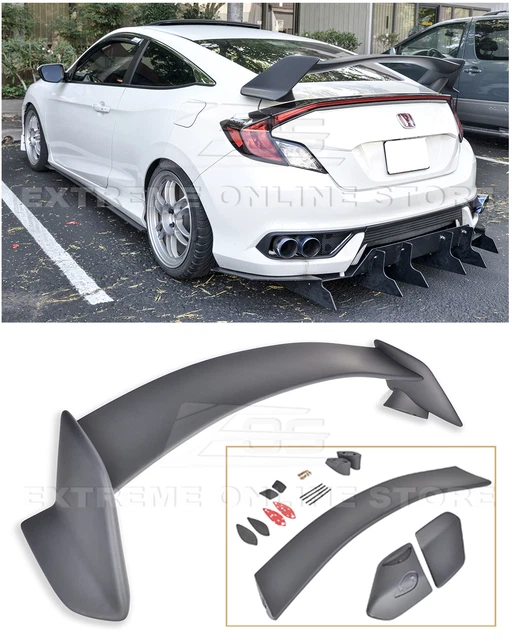FOR 16-20 HONDA Civic Coupe JDM Type-R PRIMER BLACK Rear Trunk Lid Wing ...