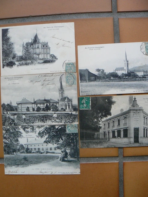LOT 5 CPA AVIZE ( MARNE ) Années 1900 - MAIRIE JARDIN HÔPITAL POSTES ...