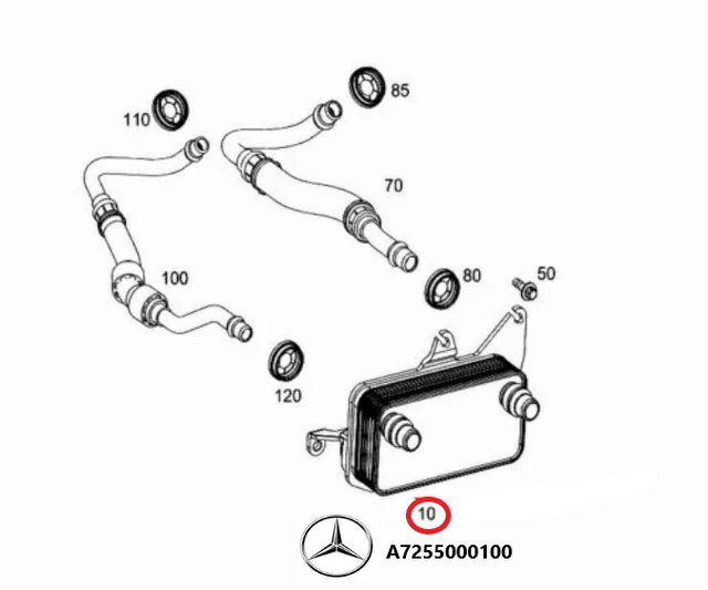GENUINE MERCEDES-BENZ A7255000100 transmission, oil cooler W205 W213 ...