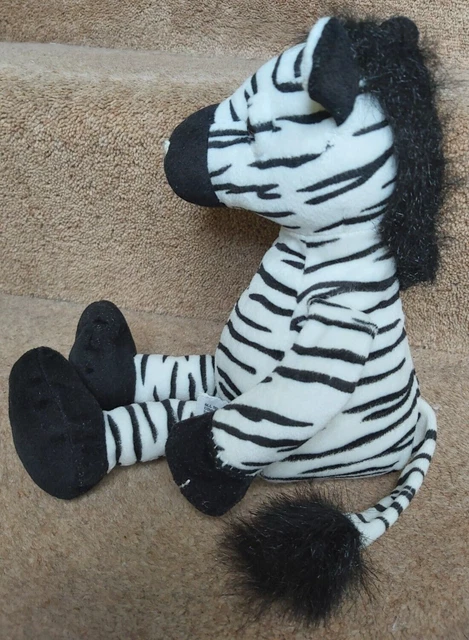 RUSS BERRIE STANDARD Zebra Soft Toy 12.5"/30.5cm head to toe 8.5"/22cm ...