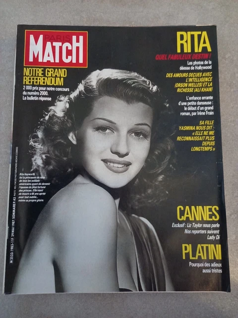 PARIS MATCH N°1983 29 mai 1987 Mort de Rita Hayworth Liz Taylor Platini F115 EUR 3,50 - PicClick FR