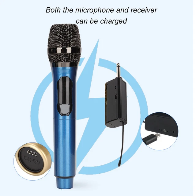 (BLUE)DUAL CORDLESS HANDHELD Dynamic Mics Wireless Microphone £34.94 ...