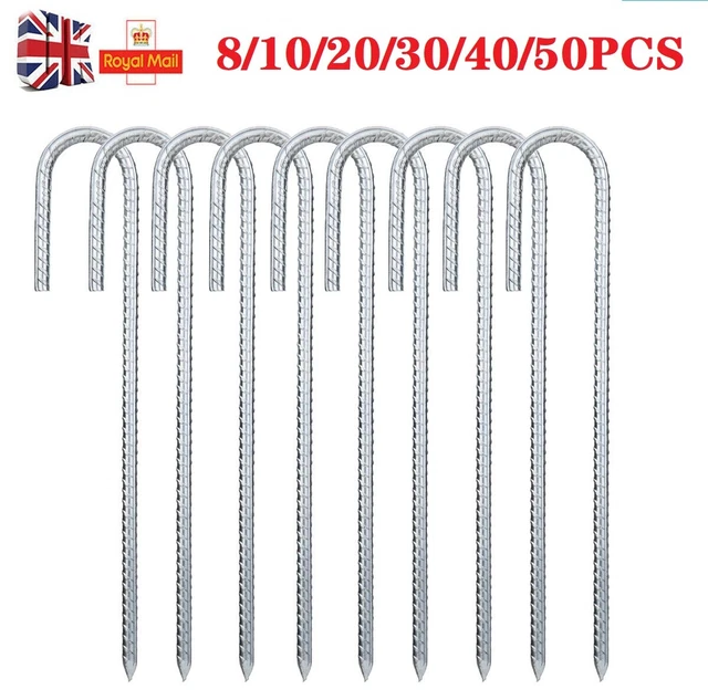 8-100X GALVANISED STEEL Tent Pegs Heavy Duty Rebar Ground Stakes ...