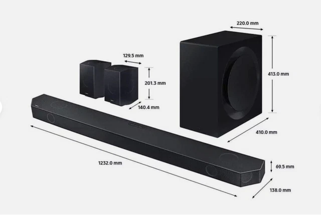 SAMSUNG HW-Q990C 11.1.4 Dolby Atmos Soundbar With Subwoofer & Rear ...