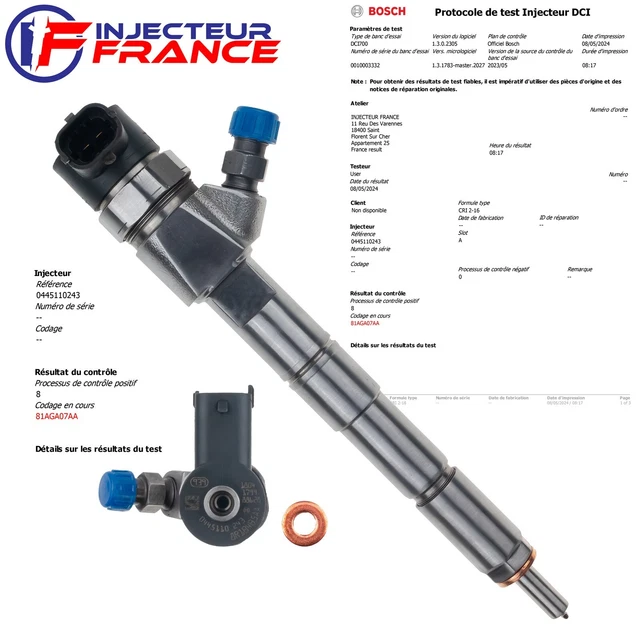 0445110243 BOSCH INJECTEUR Alfa Fiat Opel CADILLAC CDTi 1.9 D ...