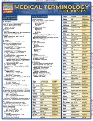 MEDICAL TERMINOLOGY: THE Basics: Laminate Reference Chart by Corinne B ...