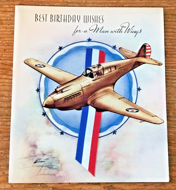 WW2 GREETING CARD BIRTHDAY WISHES FOR A MAN WITH WINGS Home Front WWII ...