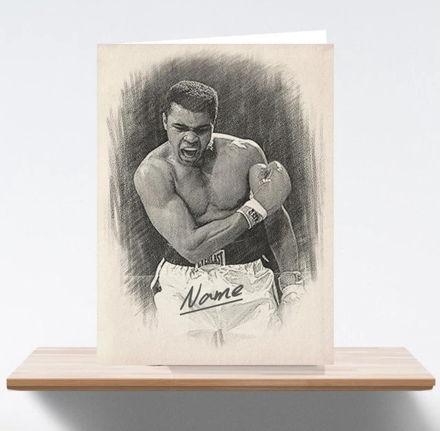 PERSONALISED MUHAMMAD ALI Boxing Art/Sketch/Drawing Birthday Card £3.40 ...