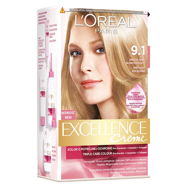 L'ORÉAL PARIS EXCELLENCE Creme Haarfarbe 9.1 Sehr helles Blond Aschweiß ...