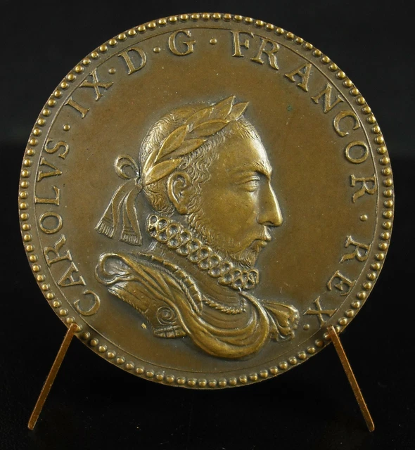 MÉDAILLE ROI CHARLES IX Hercule Héraclès combat Cerbère 1572Temnat ...