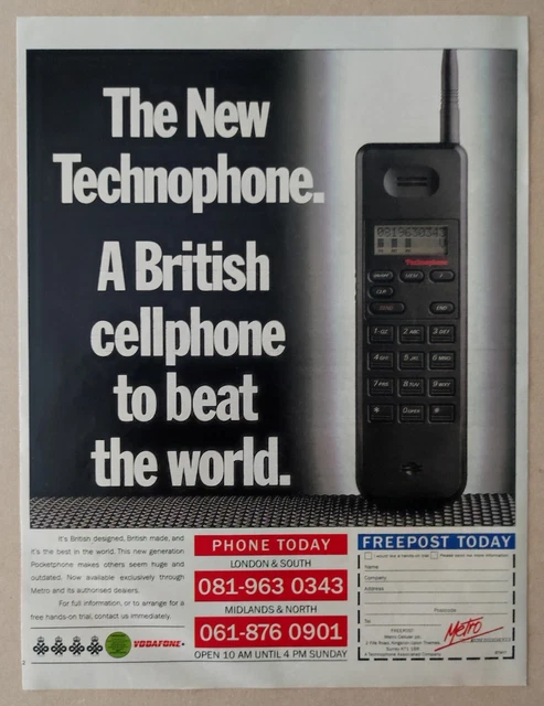 TECHNOPHONE MOBILE PHONE Original UK Press Advert 1990 £4.99 - PicClick UK
