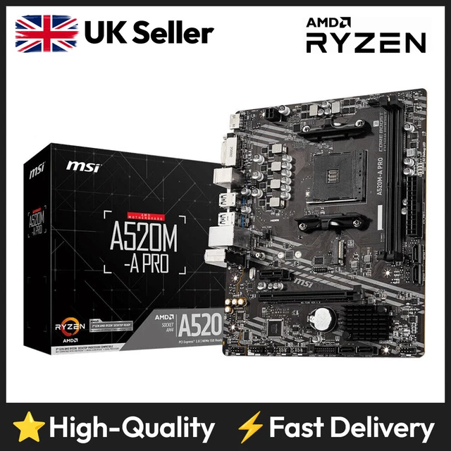 MSI AMD A520M-A PRO DDR4 M.2 ATX Motherboard AM4 Ryzen 3000 5000 R3 R5 ...