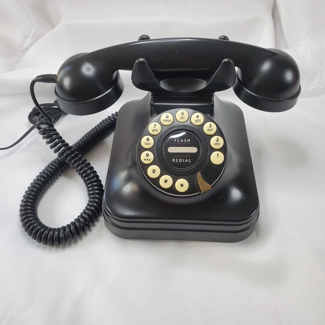 VINTAGE GRAND PHONE Flash Redial Touch Button Retro 1950’s Style Black ...