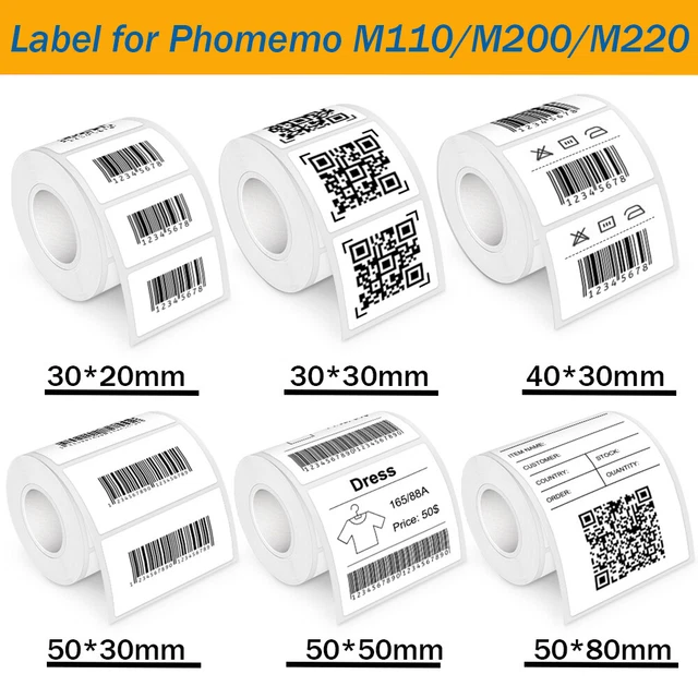 SELF-ADHESIVE LABEL STICKER Paper for Phomemo M110 M220 M200 Thermal ...