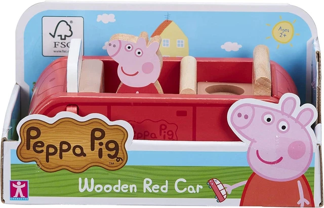 PEPPA PIG WOODEN Red Car Push Along Vehicle Imaginative Toy Gift for ...