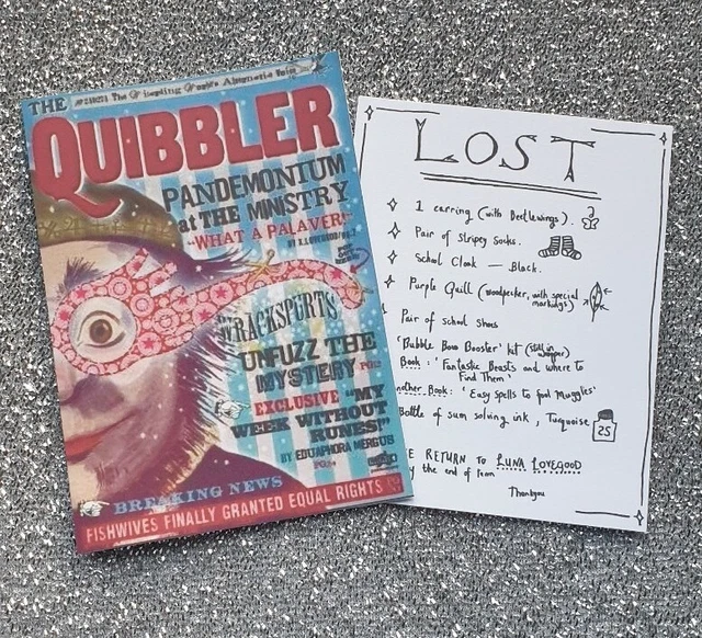 HARRY POTTER PROP Replica Luna Lovegood Lost Lost Quibbler Booklet £5. ...