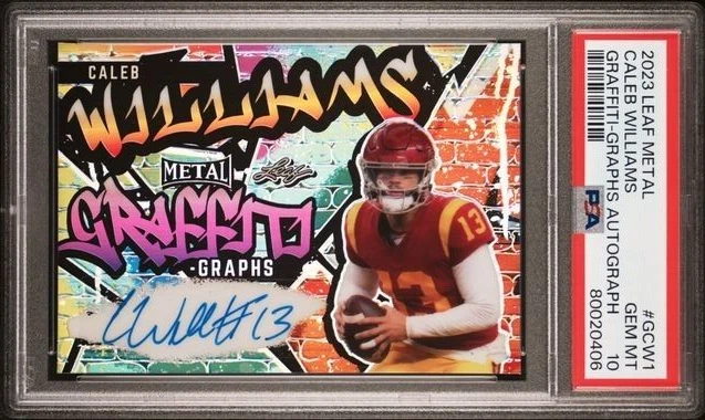 2023 LEAF METAL Caleb Williams Graffiti Graphes Auto Psa 10 Gemmes ...
