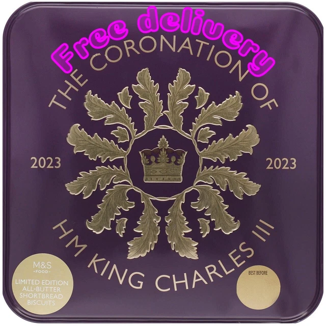 KING CHARLES III Coronation May 2023 Asda Shortbread Biscuit Tin1 EUR ...