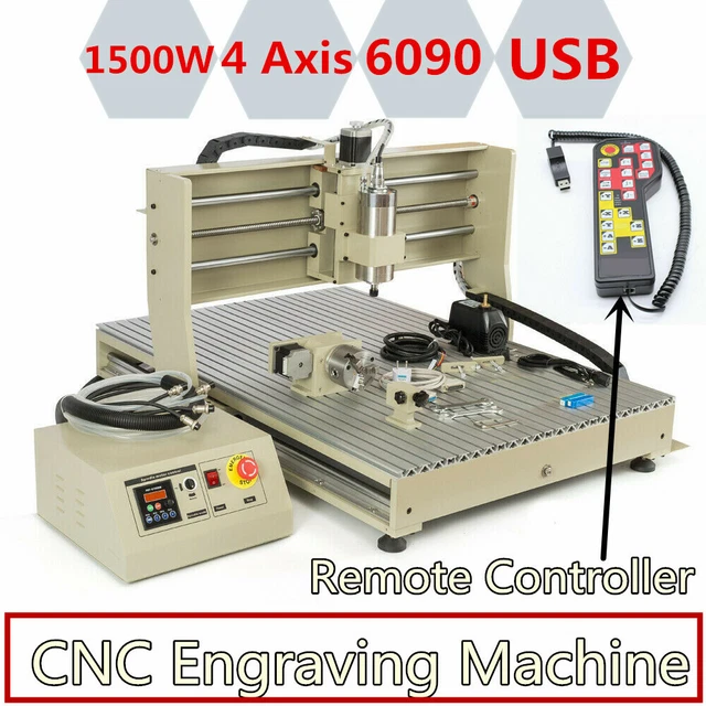 4 AXIS ROUTER Engraver USB CNC 6090 Engraver Wood Drilling Milling ...