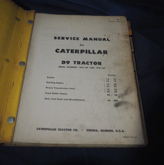 CATERPILLAR CAT D9 Tractor 18A1-Up 19A1-Up Service Manual Guide Book ...