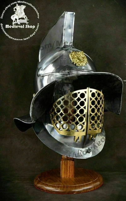 MEDIEVAL GLADIATOR HELMET Brass & Steel Reenactment Armor Gladiator ...