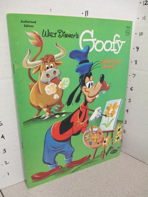 DISNEY GOOFY 1962 32pg coloring book unused angry BULL Whitman comic ...