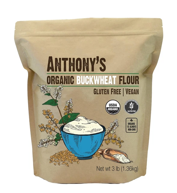 ANTHONY'S ORGANIC BUCKWHEAT Flour, 3 lb, Grown in USA, Gluten Free ...