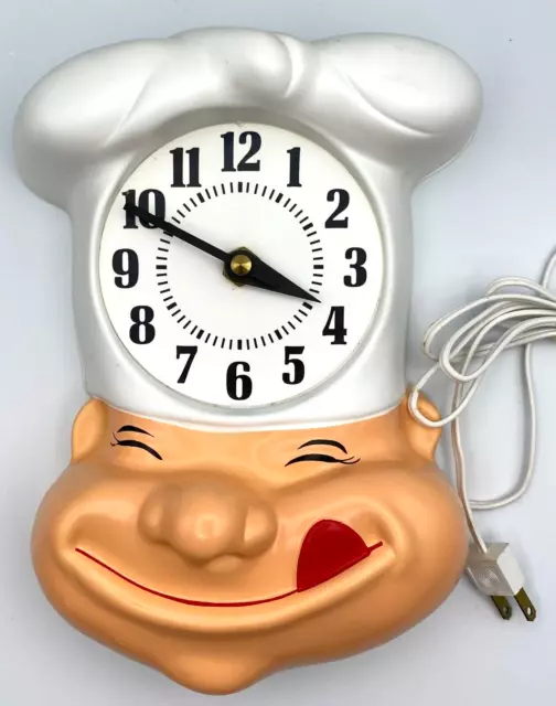 VINTAGE SEARS ROEBUCK & Co Chef Hat Electric Wall Clock 11 VINTAGE SEARS ROEBUCK & Co Chef Hat Electric Wall Clock 11