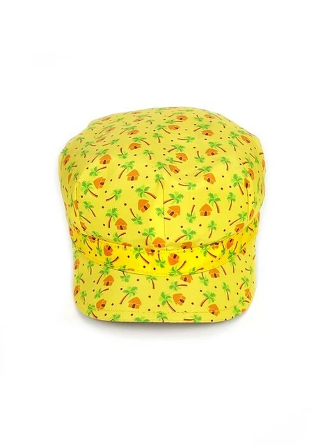 PRADA NWT UNISEX Yellow Palm Trees Print Silk Adjustable Hat Cap M ...