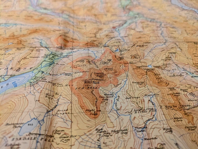 VINTAGE 1948 ORDINANCE Survey Relief Map Of The Lake District, Cumbria ...