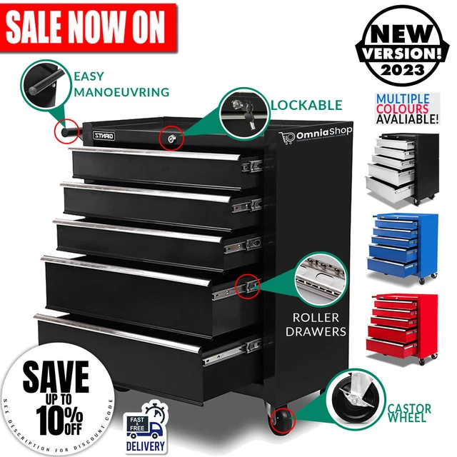 NEW TOOL BOX CHEST TOOLBOX CABINET Storage Mechanic 5 Drawers Rolling ...